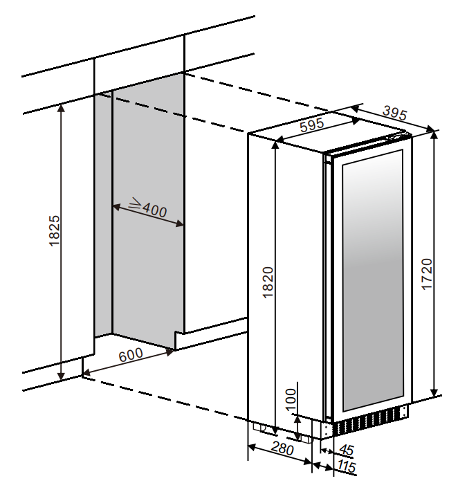 mQuvée WineCave Slim 182D Fullglass Black | 57 Bottle Wine Fridge